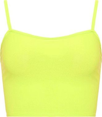 WearAll Camisole Bralet Crop débardeur Top à Sangles - Neon Jaune - 40-42