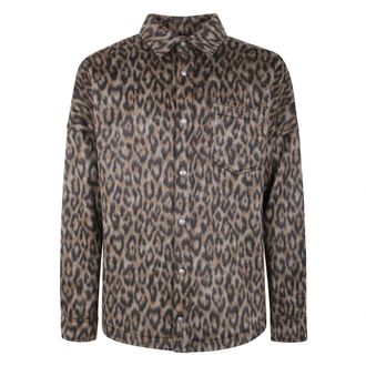 Palm Angels Classic Logo Animalier Overshirt - - Jackets - Herren - Braun - L