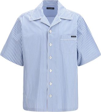 Dolce & Gabbana Chemise Hawa&iuml;enne en Popeline &agrave; Rayures - Homme - Chemises - Bleu - Taille: M