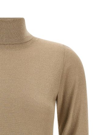 Brunello Cucinelli Cashmere and Silk Blend Turtleneck - Beige