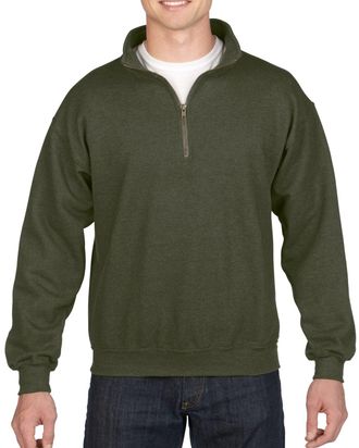 Gildan Herren Fleece-Sweatshirt mit Viertelreißverschluss, Kadettkragen, Stil G18800 Hemd, Moos, Small