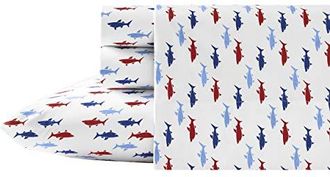 Nautica costazul Baumwolle Perkal-Bettlaken-Set, Twin, blau, blau, Volle Größe