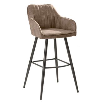 Invicta Interior Edler Barhocker Turin Vintage Taupe mit Ziersteppung Barstuhl mit Armlehne Hocker Tresenstuhl