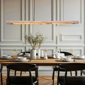 Globo Lighting Suspension poutre en bois suspension en bois led dimmable, 3 niveaux, noir, 20W 1358lm 3000K, LxLxH 120 x 7 x 150 cm