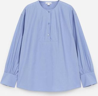 Arket Bluse Mit Latzeinsatz Aus Baumwolle Und Viskose -Blau