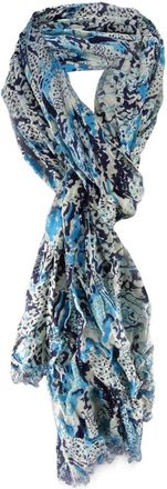 TigerTie Designer Schal in blau t&uuml;rkis marine-dunkelblau grau gemustert