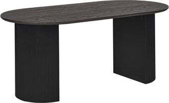 Beliani Beliani - Table de Salle &agrave; Manger Minimaliste 180 x 90 cm avec Plateau Ovale Pieds Cannel&eacute;s Noir Savory