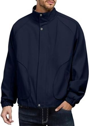 Generic Veste bomber pour homme avec col montant - Avec fermeture &eacute;clair - Couleur unie - Veste de transition l&eacute;g&egrave;re et respirante - Veste de sport &agrave; manches 