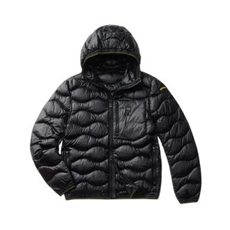 Blauer Schwarze leichte Daunenjacke mit Kapuze - - Jackets - Herren - Schwarzk - M