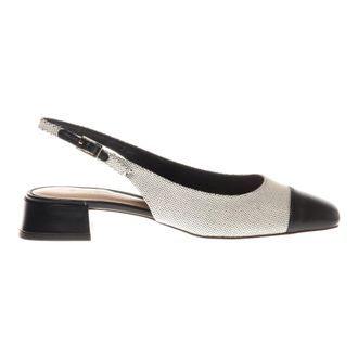 Baldinini Femme, Chaussures, Multicolore, Taille: 37 1/2 EU Slingback in nappa leather and canvas off white