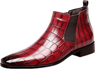 Generic Bottes Chelsea pour Homme Bottines en Cuir Confortables &Agrave; Enfiler pour Les Occasions D&eacute;contract&eacute;es Et Formelles,Burgundy,46.5 EU
