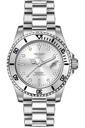 Invicta Pro Diver 50587 Herrenuhr - Quarzwerk - Edelstahl mit silbernem Zifferblatt - 40 mm