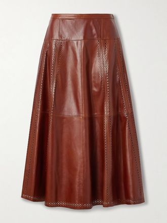 Ulla Johnson Aninda Midirock Aus Leder Mit Perforationen - Braun