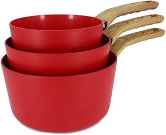 Menastyl Cuisson Set de 3 casseroles Colorama magenta - Casserole 16/18 et 20 cm - En aluminium - Revêtement antiadhésif en céramique - Tous feux dont induction