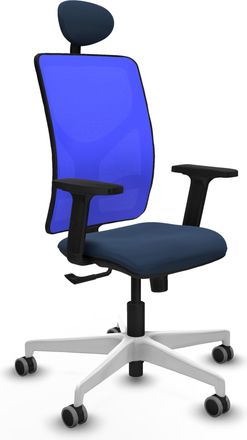 Piqueras y Crespo B&uuml;rostuhl mit 2D-Armlehnen, h&ouml;henverstellbare Lendenwirbelst&uuml;tze und festes Kopfteil, ausgestattet mit 3 Positionen und Schneideschaum, Blau/Marinebla