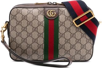 Gucci Hobo Bags - Small GG Supreme Web Ophidia Crossbody - Gr. unisize - in Braun - für Damen