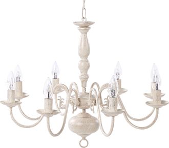 Beliani Moderner 8-flammiger Kronleuchter in Antik-Weiß aus Metall Brithon