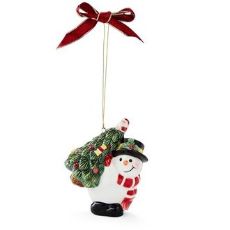 Spode Weihnachtsbaum Schneemann mit Baumschmuck