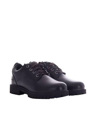 Timberland Mens Lace-Up Shoes Black Full Grain Leather Flat