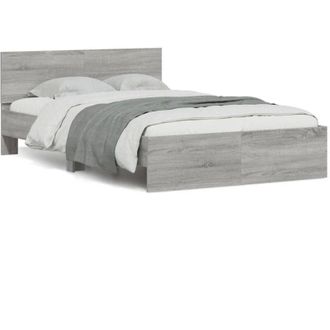 vidaXL Vidaxl - Cadre de lit avec t&ecirc;te de lit et led sonoma gris 140x190 cm