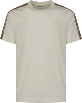 Burberry Homme, Tops, Blanc, Taille: L T-shirt avec D&eacute;tails &agrave; Carreaux