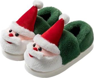 Generic Pantoufles de No&euml;l pour homme et femme - Chaudes - Confortables - L&eacute;g&egrave;res et confortables - En peluche - Pour lint&eacute;rieur et lext&eacute;rieur, C vert., 7.5/8