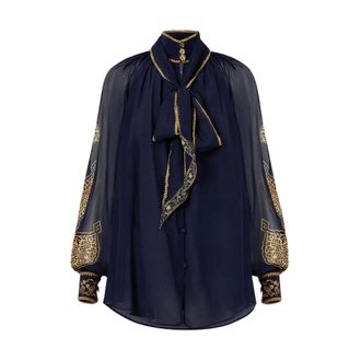 Camilla Femme, Blouses et Chemises, Bleu, Taille: 40 FR Detachable Bow Raglan Blouse - The Imperial Gate