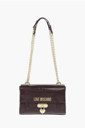 Moschino LOVE Crocodile Printed Faux Leather Crossbody Bag size Unica