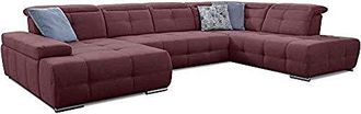 Cavadore Cavadore Wohnlandschaft Mistrel mit verstellbaren Kopfteilen / U-Form Sofa mit leichter Fleckentfernung dank Soft Clean / Geeignet für Haushalte mit K