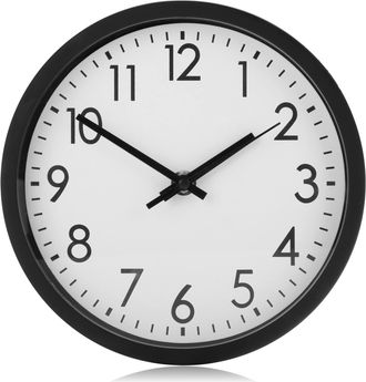 Com-Four Analoge Wanduhr mit großem Ziffernblatt - schöne Uhr für Küche, Wohnzimmer, Schlafzimmer und Büro - Ø 20 cm (1 Stück - schwarz)