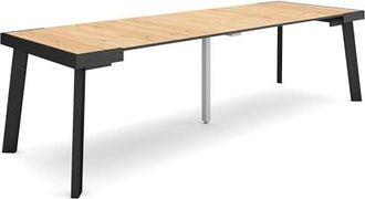 Skraut Home | Ausziehbarertisch | Multifunktionaler ausziehbarer | 260 | Für 12 Gäste | Hölzerne Beine | Moderner Stil | Eiche