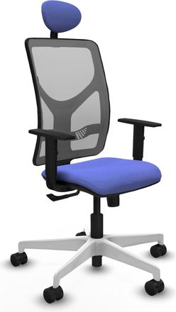 Piqueras y Crespo Computerstuhl, blau, mit 1D-Armlehnen, h&ouml;henverstellbarer Lendenwirbelst&uuml;tze und festem Kopfteil, ausgestattet mit 3 Positionen und Schneideschaum, Gr