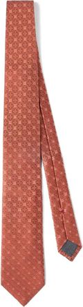 Brunello Cucinelli geometric-patterned silk tie - Orange