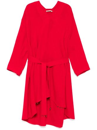 Samuel Gui Yang robe mi-longue à col v - Rouge