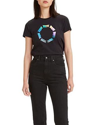 Levi's Femme The Perfect Tee T-Shirt, Batwing Iridescent Caviar, S
