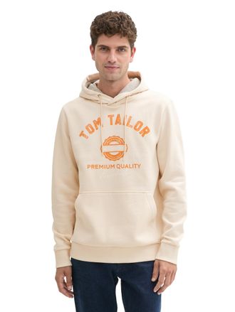 Tom Tailor Herren Hoodie Sweatshirt mit Logo-Print, 27469 - Smooth Light Sand, XXL