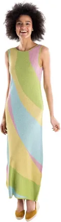 Akep Femme, Robes, Multicolore, Taille: 38 FR Longue Robe Jacquard Lurex