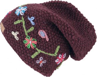 Guru Shop Beanie Mütze, Bestickte Strickmütze, Nepalmütze, Wintermütze - Dark Wine, Herren/Damen, Wolle