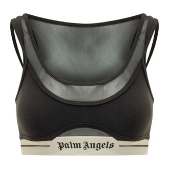 Palm Angels Femme, Sport, Noir, Taille: 36 FR Logo Active Top