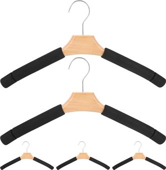 Cabilock 5 St&uuml;ck Gepolsterte rutschfeste Kleiderb&uuml;gel aus Holz und Schwamm Spurlos f&uuml;r Anz&uuml;ge Kleider und Empfindliche Kleidung Vielseitig f&uuml;r Kleiderschrank u