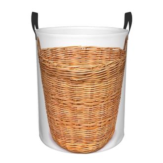 Generic Leerer Weidenkorb Aufbewahrungskorb Rund W&auml;schekorb Mit Henkel W&auml;schetonne F&uuml;r Schlafzimmer W&auml;schekammer Lagerung