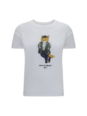 Maison Kitsun&eacute; Womens Cotton Logo T-Shirt White T-Shirts & Jerseys