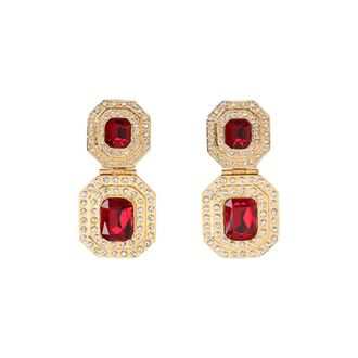 Alessandra Rich Femme, Accessoires, Jaune, Taille: ONE Size Orecchini in metallo decorazione di cristalli