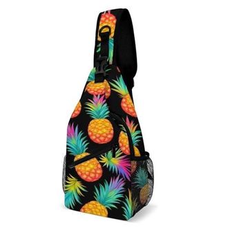 Generic Sacoche Port&eacute; &eacute;paule Feuilles de palmier tropicales ananas aquarelle L&eacute;ger Sac Bandouli&egrave;re Casual Sac &agrave; Dos De Voyage pour &eacute;cole Homme Cyclisme