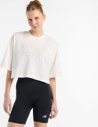 New Balance Femme Athletics Club T-Shirt en Blanc, Coton, Taille L