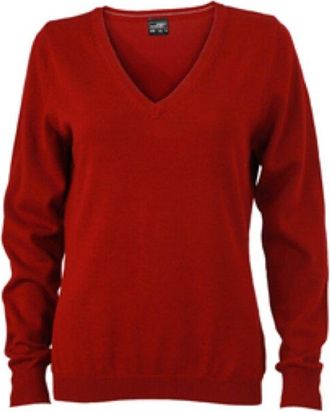 James & Nicholson JN658 Damenpullover V-Neck Damen Pullover Baumwolle