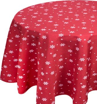 Delindo Lifestyle Tischdecke Schnee zu Weihnachten, rot, 160 cm rund