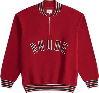Rhude Homme, Sweatshirts et sweats à capuche, Rouge, Taille: XS Quarter-Zip Varsity