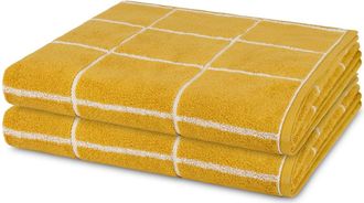 ROSS 2er-Set Duscht&uuml;cher Sensual Skin Karo - Walkfrottee 500 g/m&sup2;, 100% Baumwolle, Mit Aloe Vera Veredelt, Extra Saugstark & Hautfreundlich - Weiche & Nach