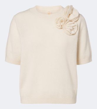 Jardin Des Orangers Pull en laine et cachemire &agrave; appliqu&eacute;s
